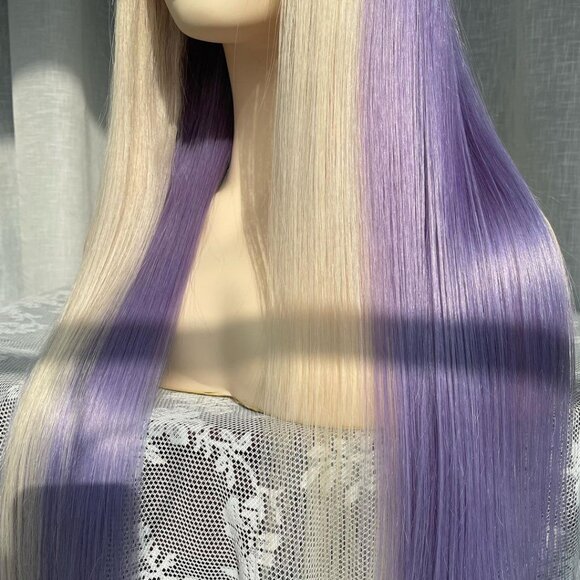 Hair | Long Straight Purple Lace Front Wig Virgin Human Hair Custom ...
